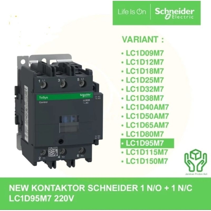 Jual Kontaktor Contactor Schneider LC1D95M7 LC1D95 D95 NEW | Shopee ...