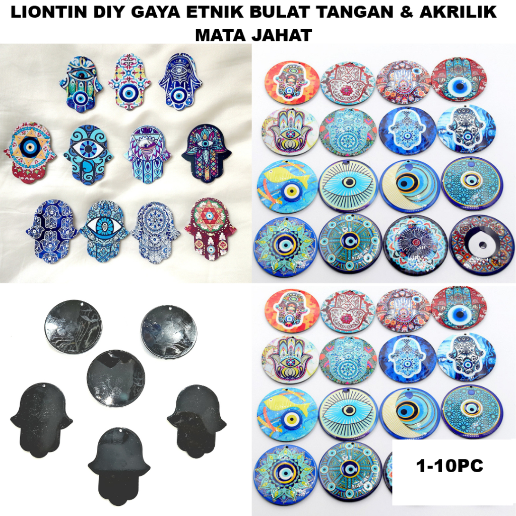 Jual Liontin DIY Gaya Etnik Bulat Tangan & Akrilik Mata Jahat/Evil Eye ...