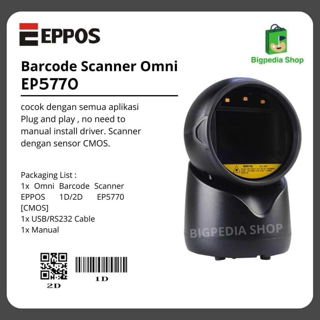 Jual Barcode Scanner Omni EPPOS 1D/2D EP5770 (CMOS) | Shopee Indonesia