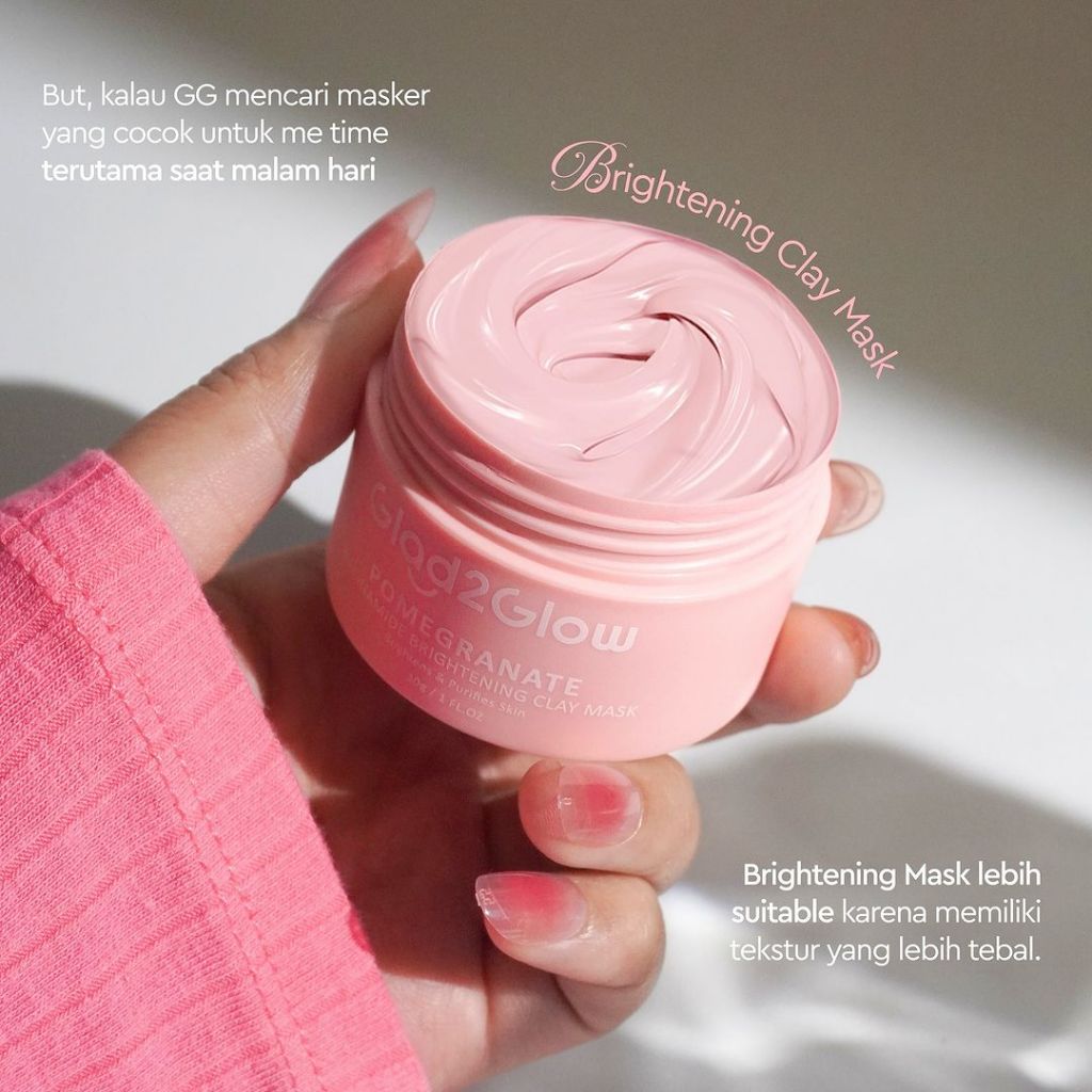 Jual GLAD2GLOW Pomegranate Niacinamide Brightening Clay Mask (MASKER) | Shopee Indonesia