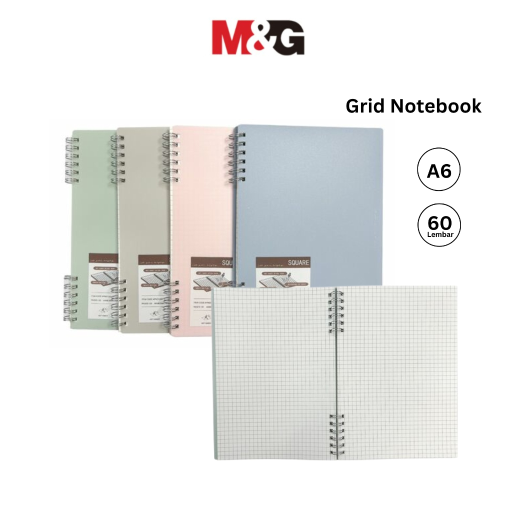 Jual Spiral Notebook Grid Line A6 M&G #APNDD001 Buku Kotak Kecil A6 4 ...