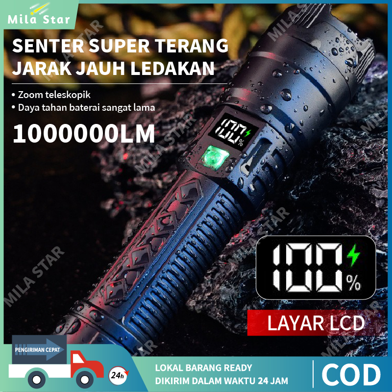 Jual Senter tampilan listrik digital lampu kuat lampu sorot luar ruangan multifungsi baterai isi ...