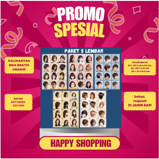 Jual POSTER SALON POSTER MODEL POTONG RAMBUT WANITA POSTER POTONG ...