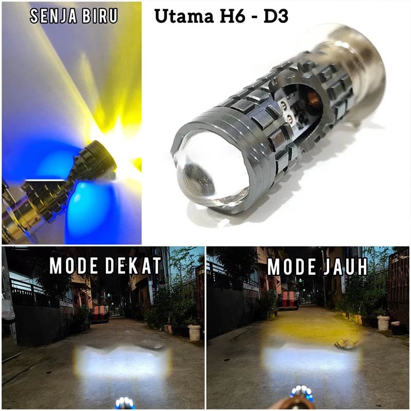 Jual Lampu Utama LED H6 D3 Tipe Laser Senja Biru High Low | Shopee Indonesia