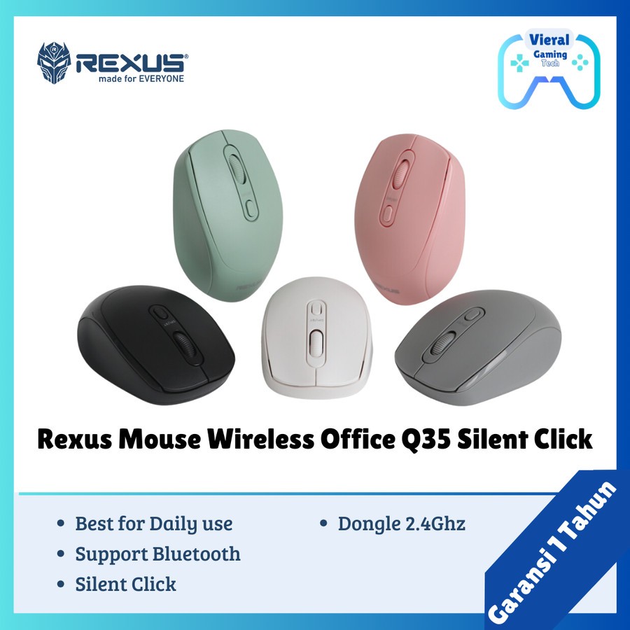 Jual Rexus Mouse Wireless Office Q35 Silent Click Mouse Kantor Wireless ...