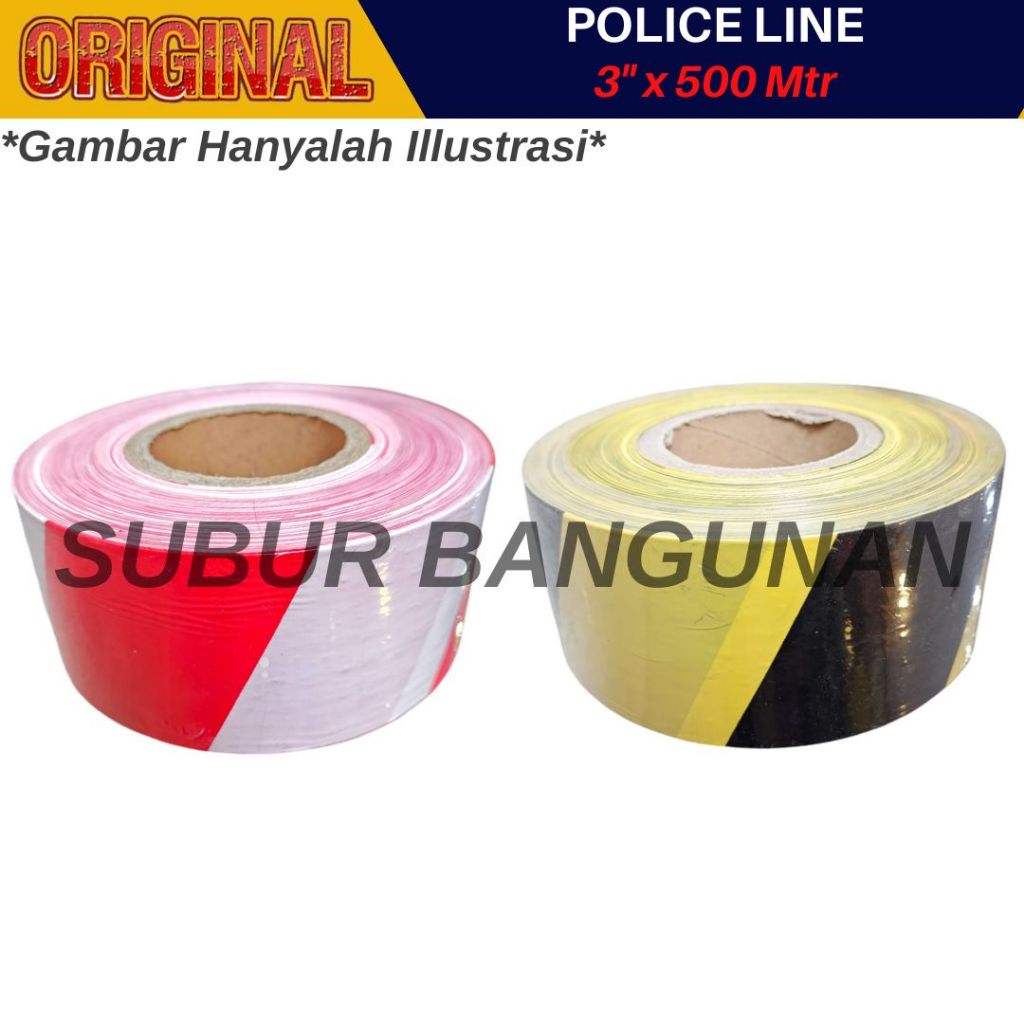Jual Police Line Kuning Hitam / Merah Putih Garis Polisi 3 Inchi x 500 ...