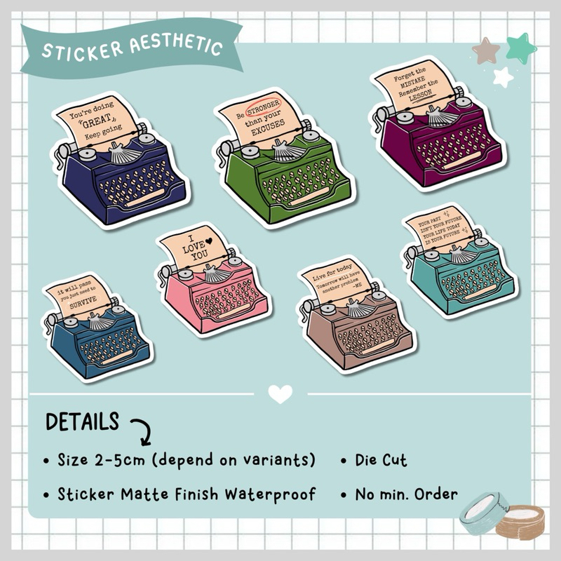 Jual STICKER AESTHETIC TUMBLR SATUAN / STICKER QUOTES TYPEWRITER ...