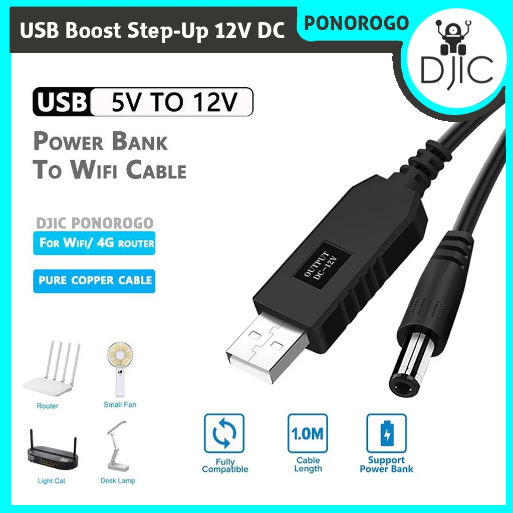 Jual KABEL STEP UP USB Cable Boost Line DC 5V TO 12V JACK DC Plug 5.5 X ...
