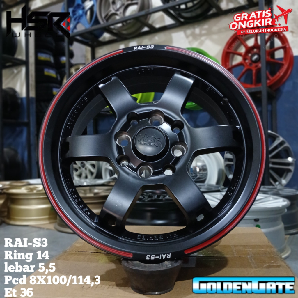 Jual Velg te37 ring 14 baut 4x100 4x114 lebar 5,5 hsr rai-s3 cocok untuk Brio, Ayla, Karimun ...