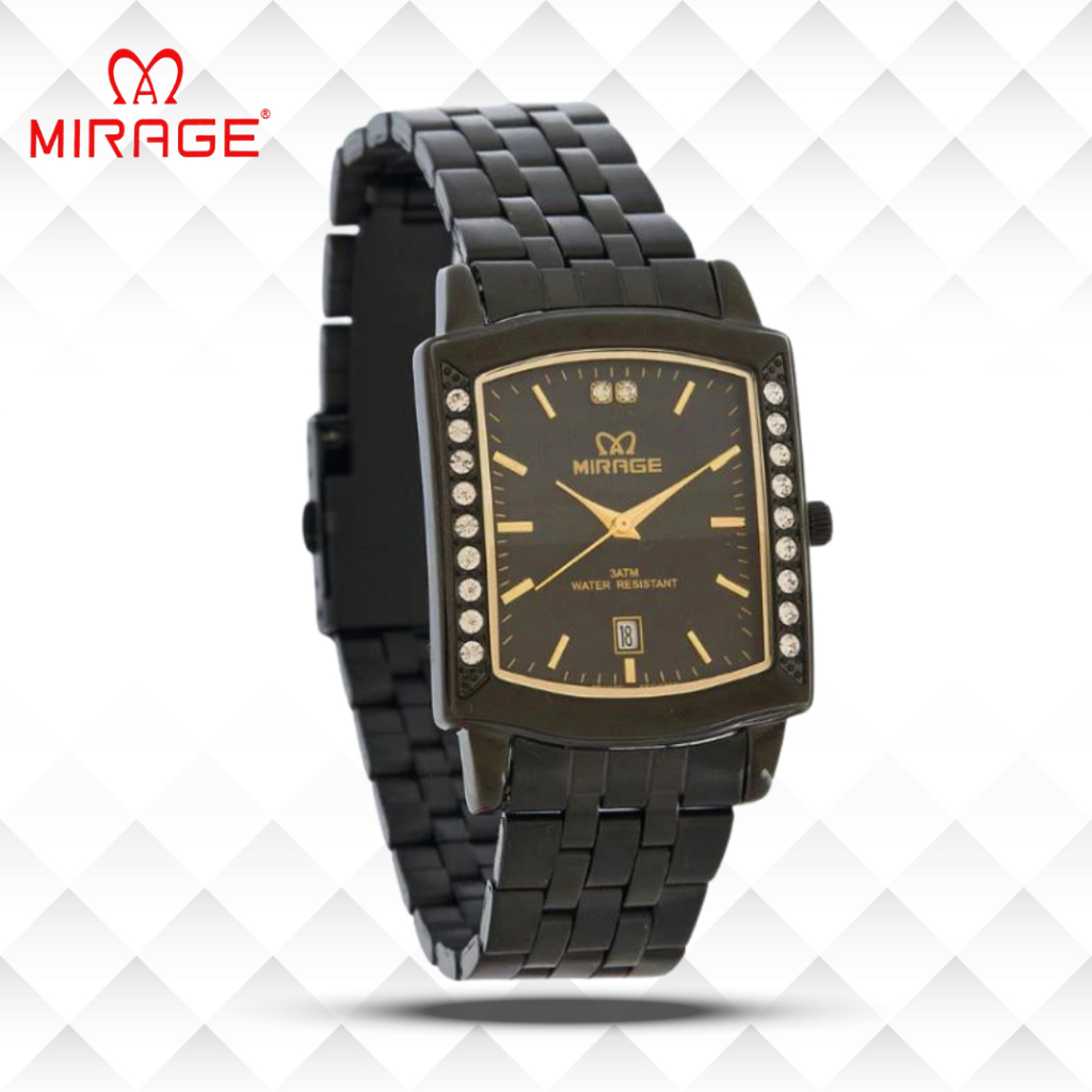 Jual Mirage Jam Tangan Pria Permata Analog 7442 M Full Black Original ...