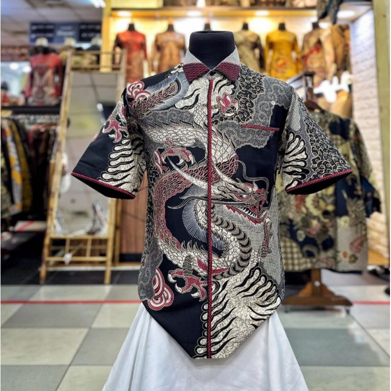 Jual Hem Batik premium smock terbaru motif naga, Batik pejabat premium ...