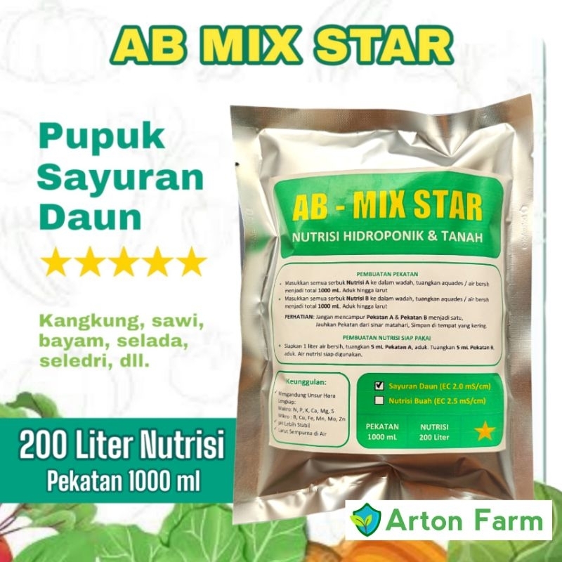 Jual Ab Mix Star Nutrisi Sayuran Daun 1000 ml Untuk 200 Liter Nutrisi ...