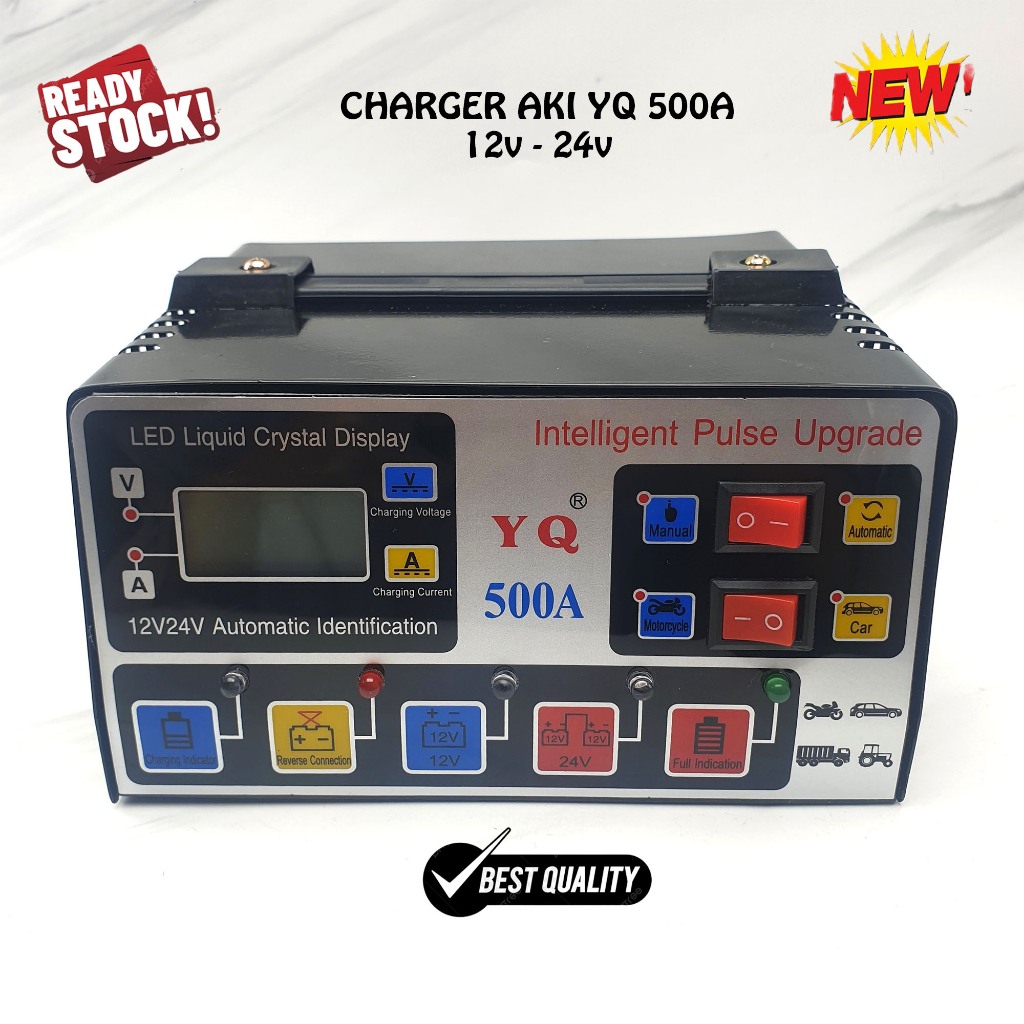 Jual NEW! Charger Aki Portable 12V-24V 500A Mobil dan Motor LCD Indicator Intelligent Chip/Casan ...