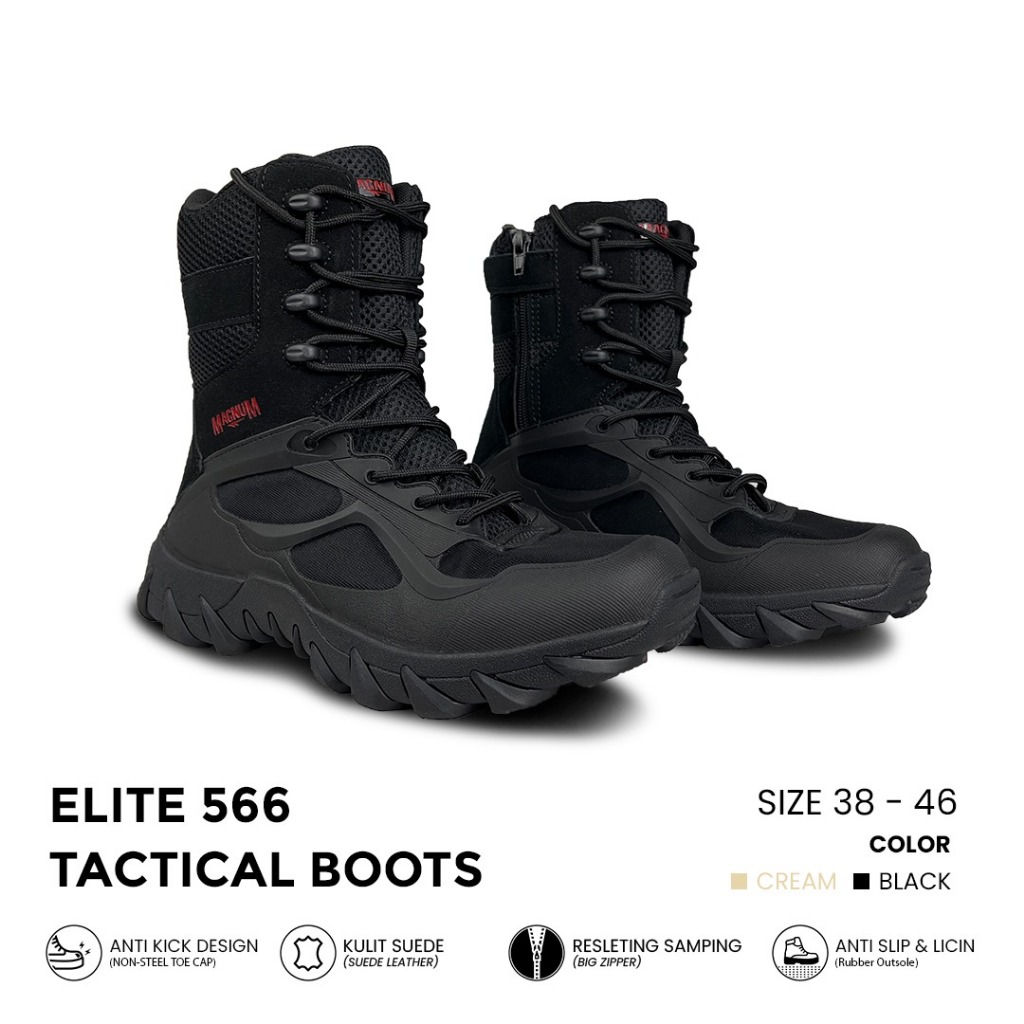 Jual Sepatu Tactical Elite 8 Inch / Sepatu PDL POL PP Cream Hitam ...