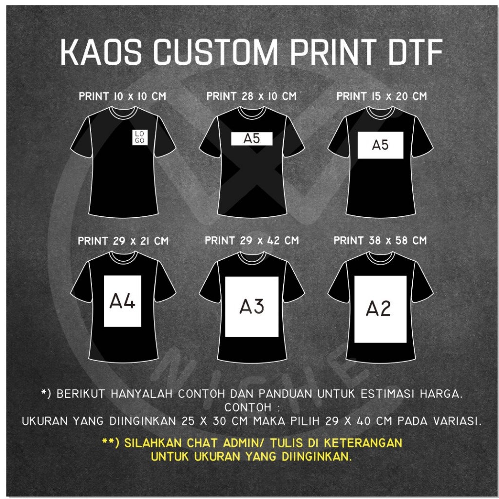 Jual NICHE - KAOS CUSTOM PRINT DTF BISA SATUAN SAMPAI UKURAN A2 [KATUN ...