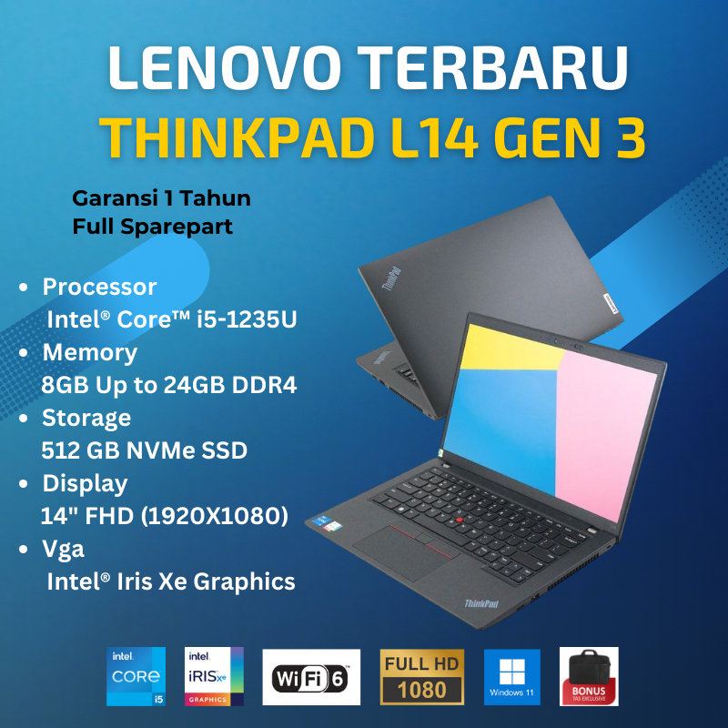 Jual Lenovo ThinkPad L14 Gen 3 with Intel i5 12th / 24GB RAM DDR 4 ...