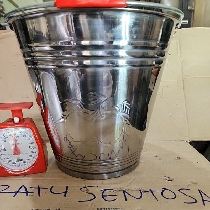 Jual ember stainless steel uk 36 cm 20 liter air sesuai foto | Shopee ...