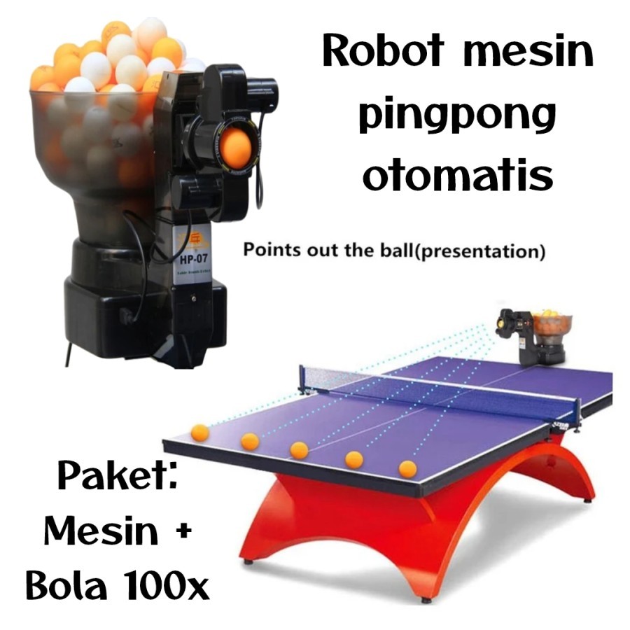 Jual alat mesin robot pelontar bola pingpong otomatis hp07+100 bola ...