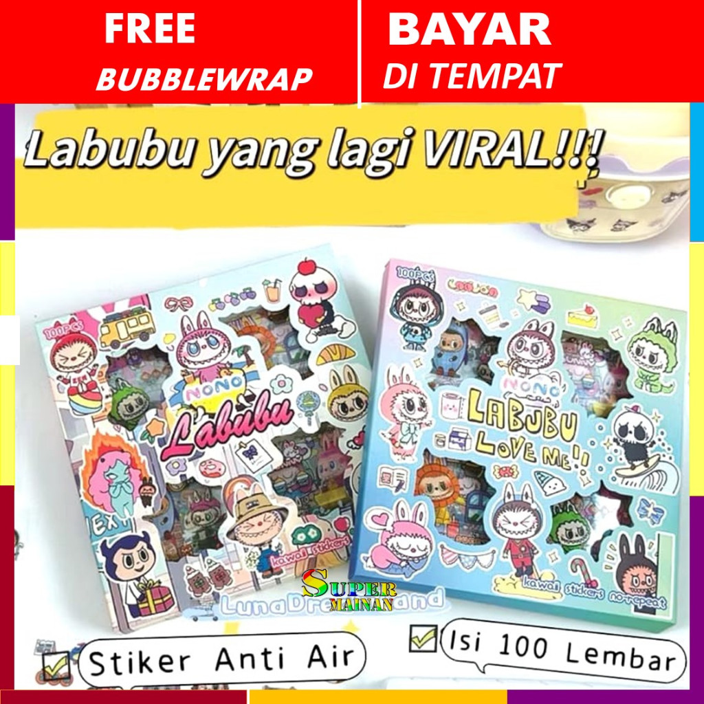 Jual stiker anak 100pcs labubu sticker kuromi sanrio lucu pokemon 100 ...