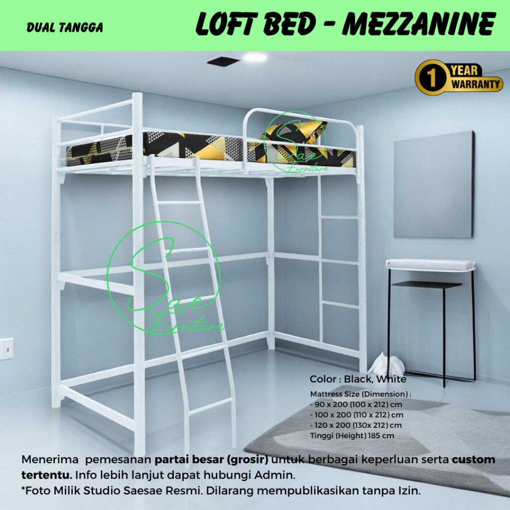 Jual Loft Bed Ranjang Mezzanine Susun Floating Besi Minimalis 90x200 ...