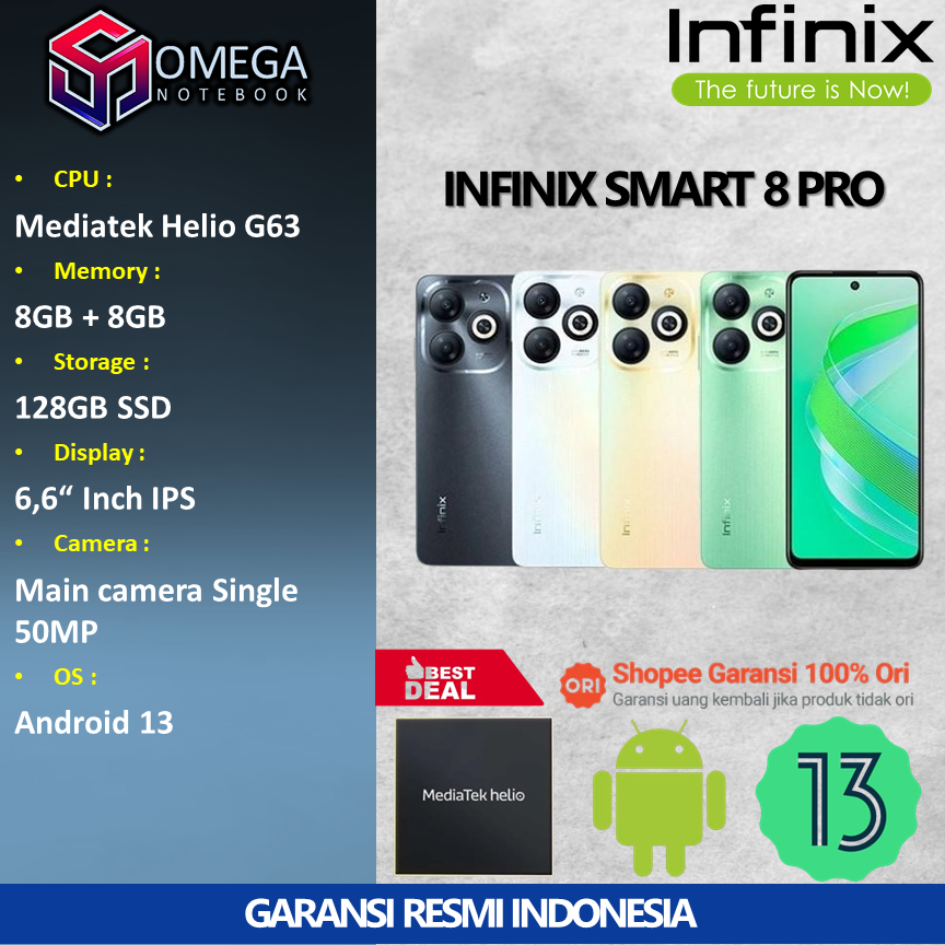 Jual INFINIX SMART 8 PRO 8GB 128GB Garansi Resmi Infinix Indonesia | Shopee Indonesia