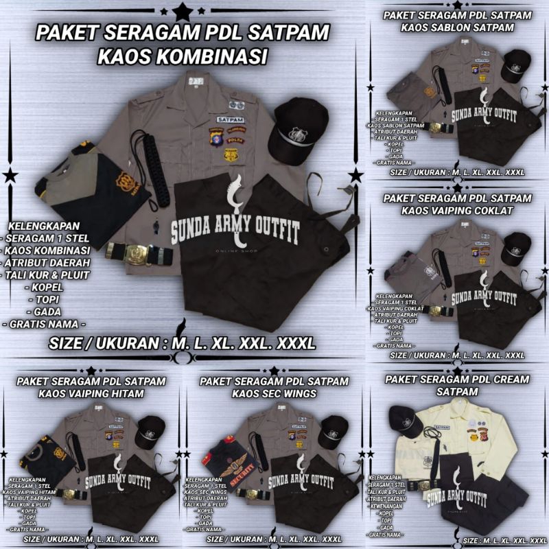 Jual SERAGAM SECURITY SATPAM TERBARU KUMPLIT PAKET SERAGAM PDL COKLAT TERBARU 2024 SERAGAM PDL ...