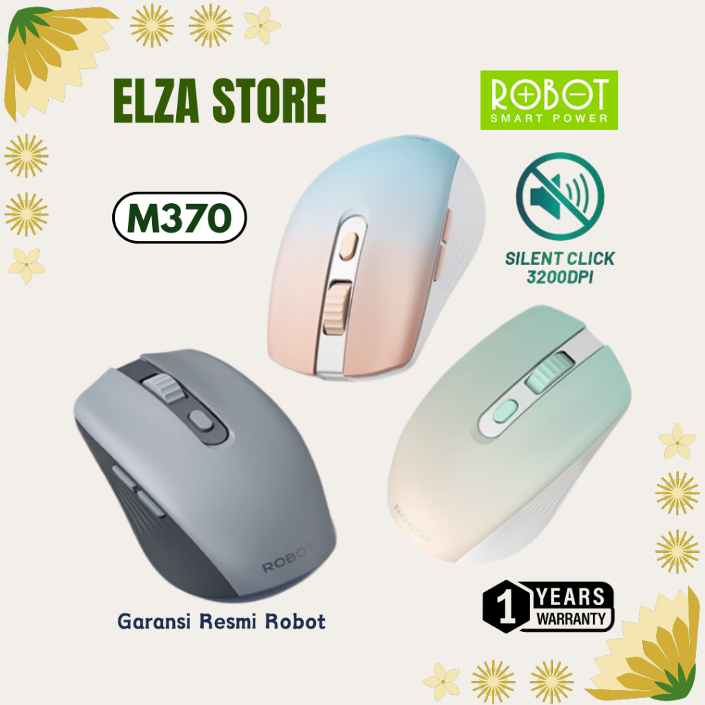 Jual Mouse Wireless ROBOT M370 2.4GHz Silent Klik Optical 3200DPI ...
