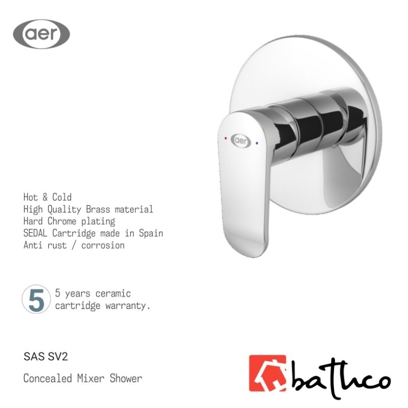 Jual AER Kran Shower Tanam Panas Dingin Keran Kuningan SAS SV2 | Shopee Indonesia