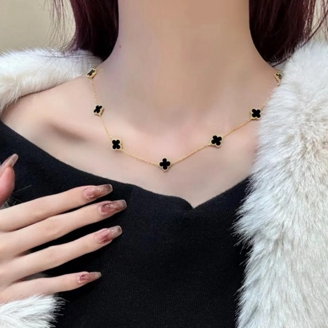 Jual Uwanshop2 14 Kalung Titanium Wanita Model Clover 5 kecil Bolak ...