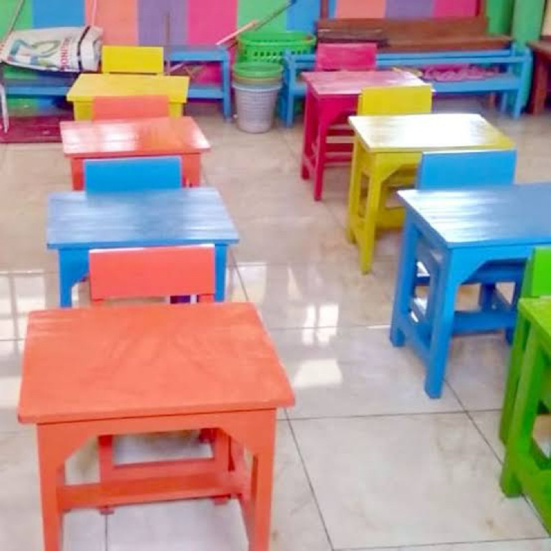 Jual PAKET WOODEN MEJA KURSI SET KAYU SEKOLAH ANAK PAUD TK SD SMP ...