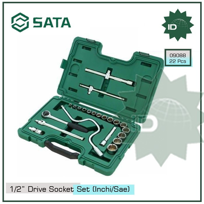 Jual KUNCI SHOCK INCH SAE SET 22PCS 1/2” DR SOCKET SET SAE 09088 SATA ...