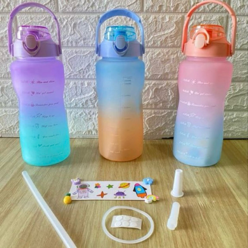 Jual BOTOL MINUM SEDOTAN VIRAL 2000 ML LITER GRADASI / 2L FREE STICKER ...