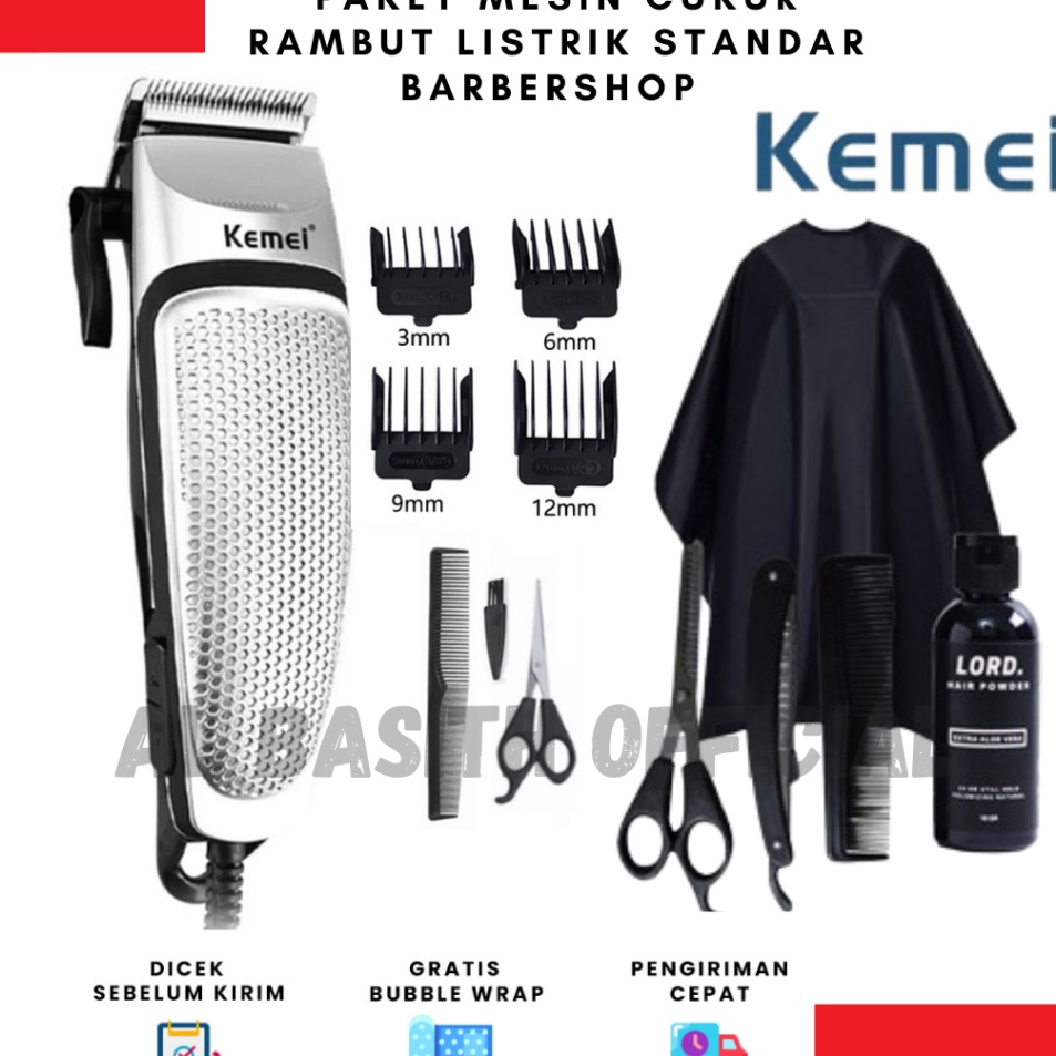 Jual Get It AL Mesin Cukur Rambut Kemei Profesional Hair Clipper Standar Barbershop Paket ...