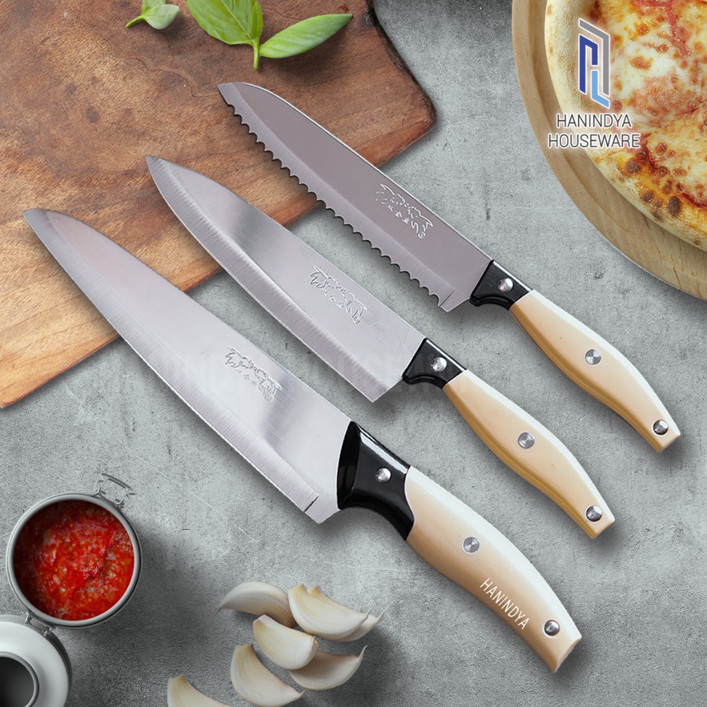 Jual Pisau Dapur Stainless Steel Cap Ikan Full tang Chef Knife Double ...