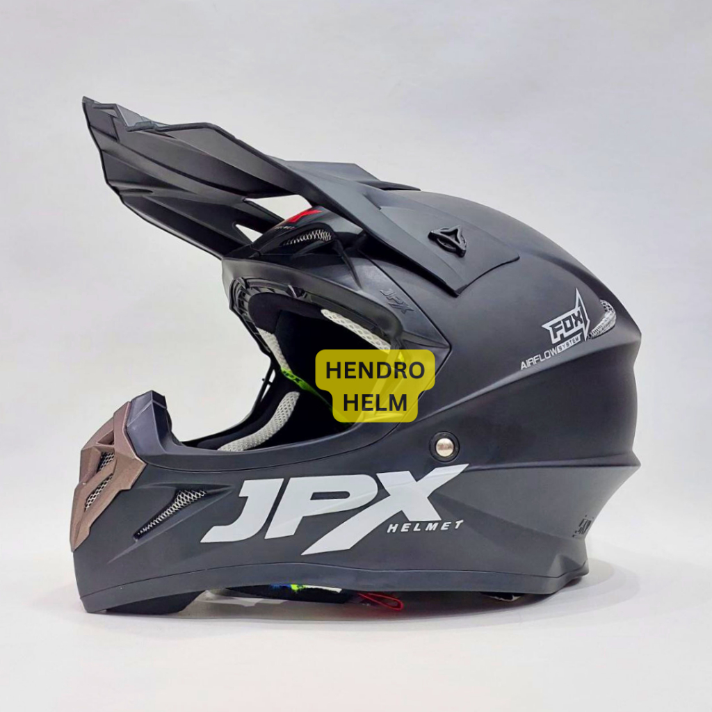 Jual Helm Jpx Cross Fox1 Solid Black Dop | Shopee Indonesia