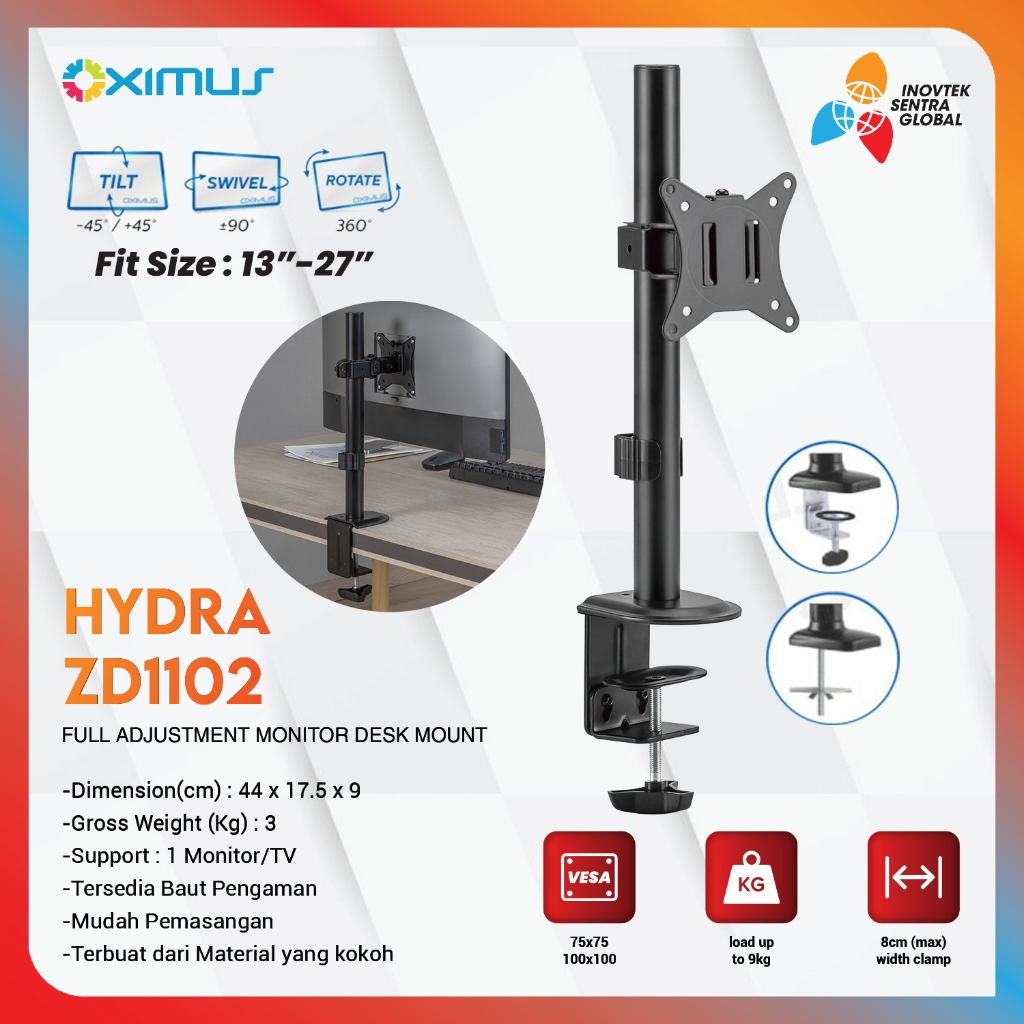 Jual Bracket Meja LCD LED TV 1 Monitor 13" Inch - 27" Inch Oximus Hydra ...