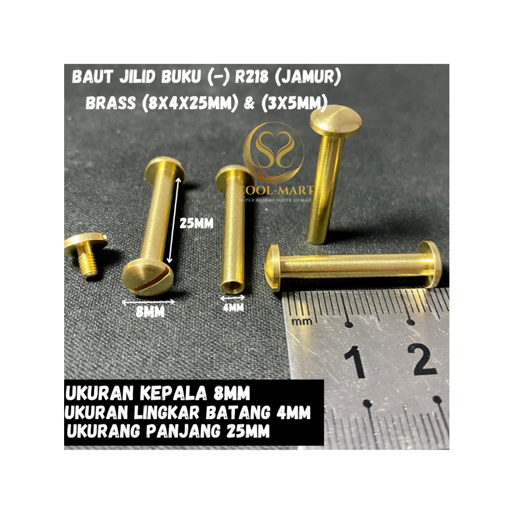 Jual BAUT JILID BUKU (-) R218 (JAMUR) BRASS (8X4X25MM) & (3X5MM ...