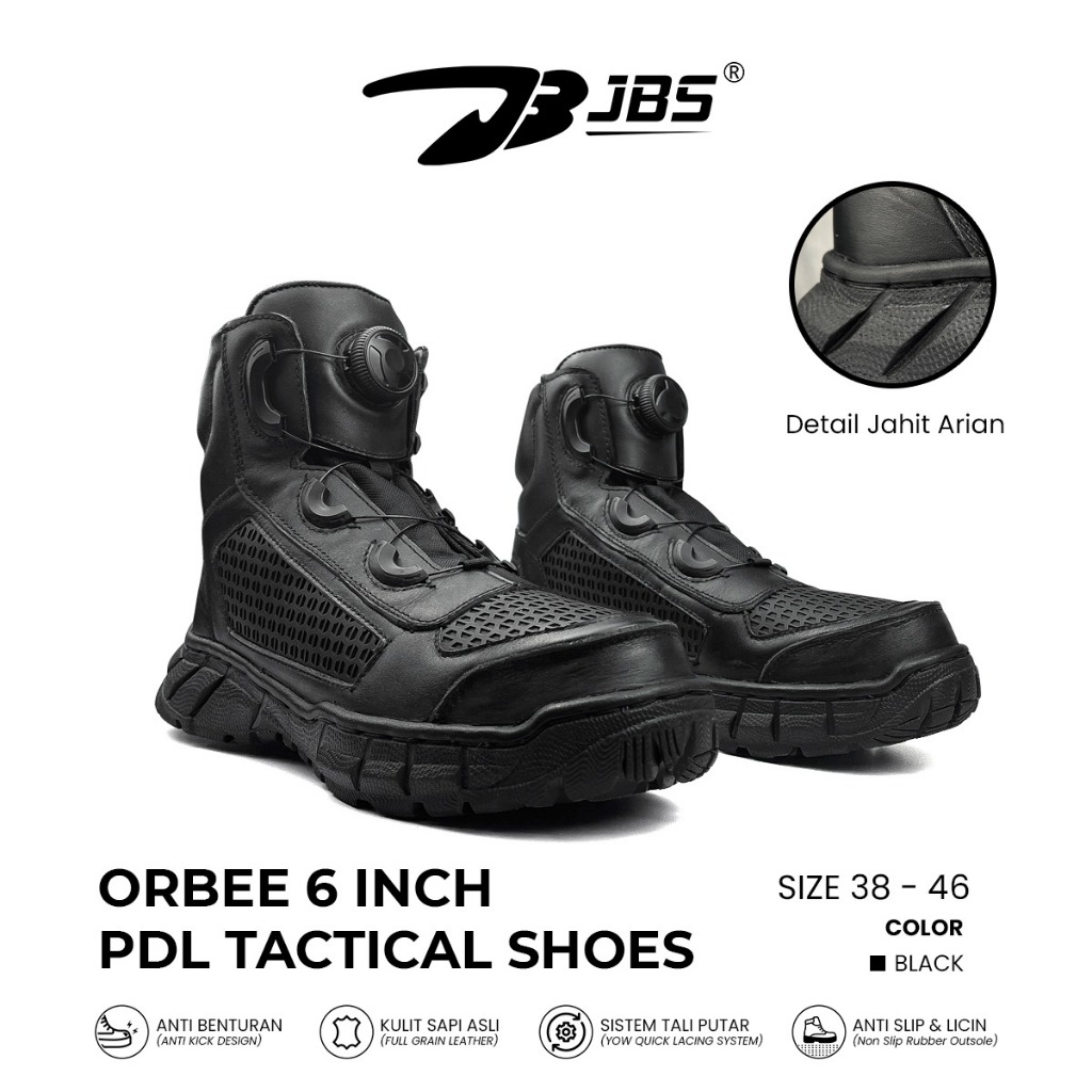 Jual Sepatu Tactical JBS ORBEE 6" Hitam YOW Lacing System Sepatu PDH ...