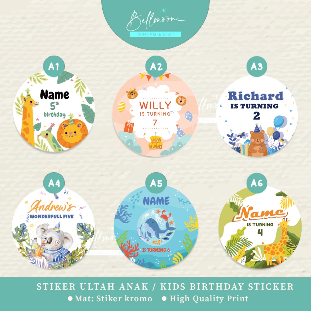 Jual (isi 24-40) STICKER LABEL KIDS BIRTHDAY / ULTAH ANAK | Shopee ...