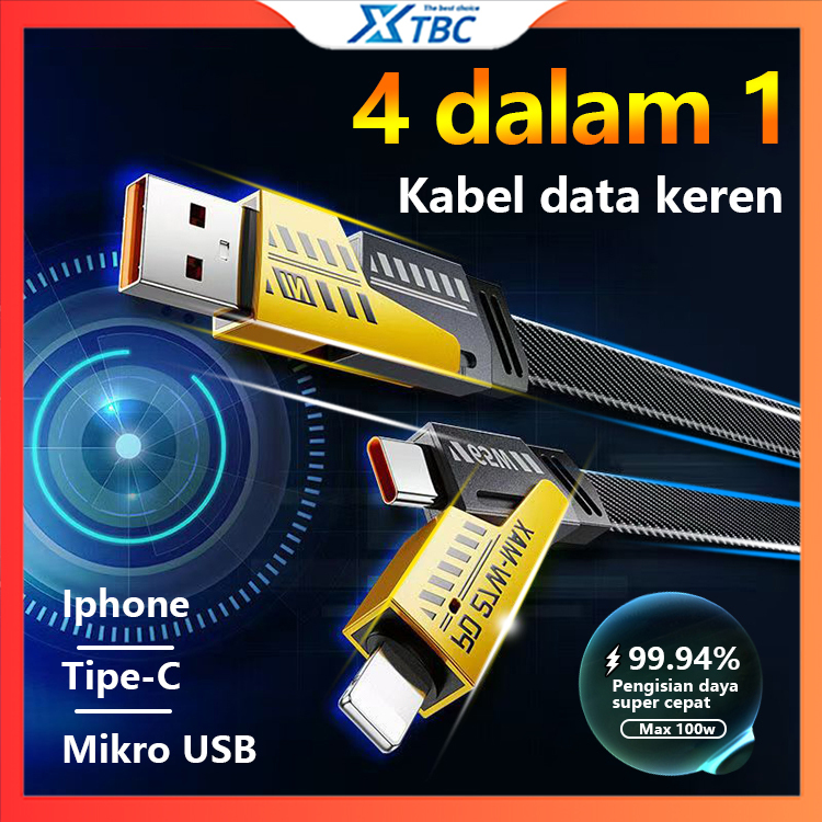 Jual XTBC Kabel Data Pengisian Cepat 120W Kabel Data Super Cepat 4-in-1 ...