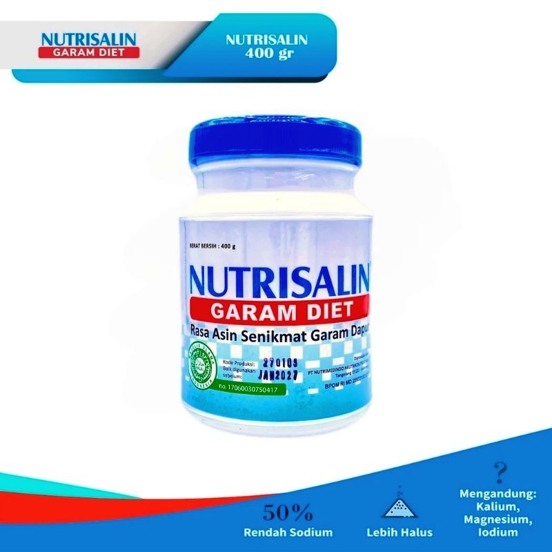 Jual Nutrisalin garam diet 400 gram rendah natrium garam dapur | Shopee ...