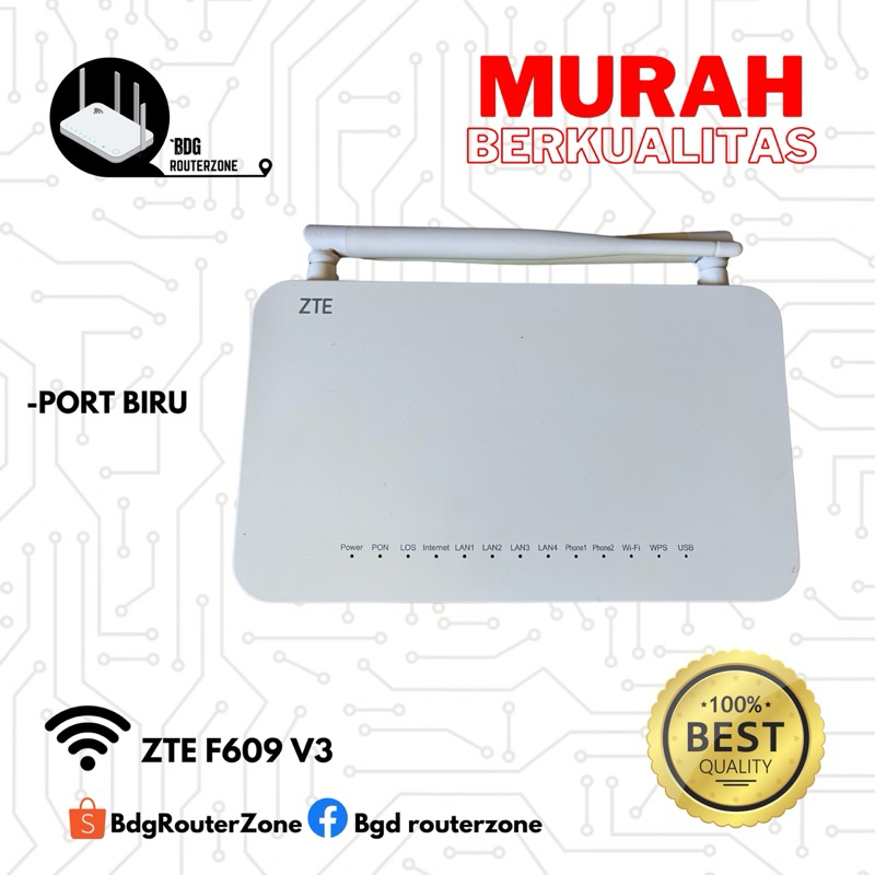 Jual ZTE ZXHN F609 V3 PORT BIRU/PORT HIJAU Unit+Adaptor Ori 12volt ...