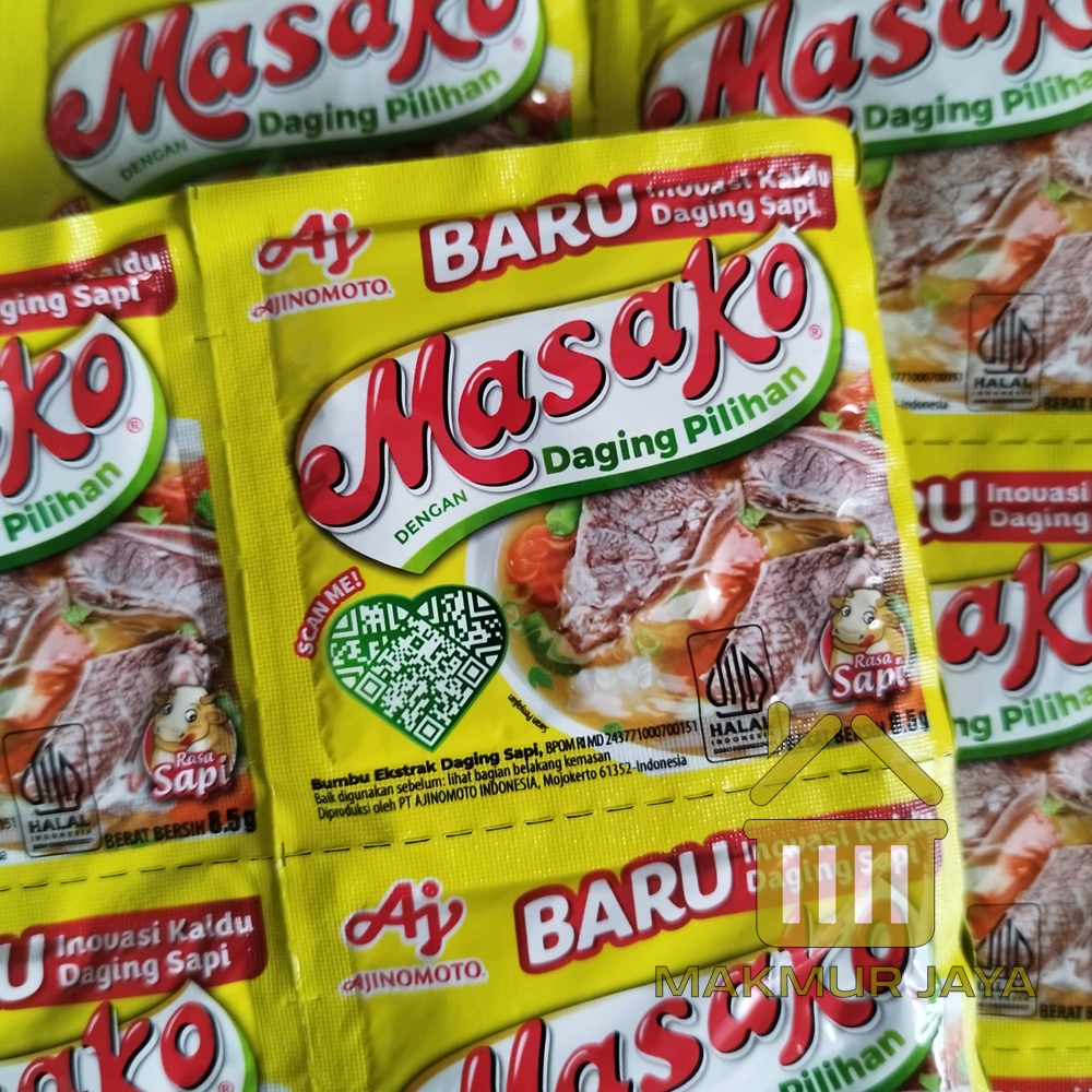 Jual MASAKO RENCENG Bumbu Kaldu Rasa Sapi 1 lembar (6 rentengx12 sachet ...