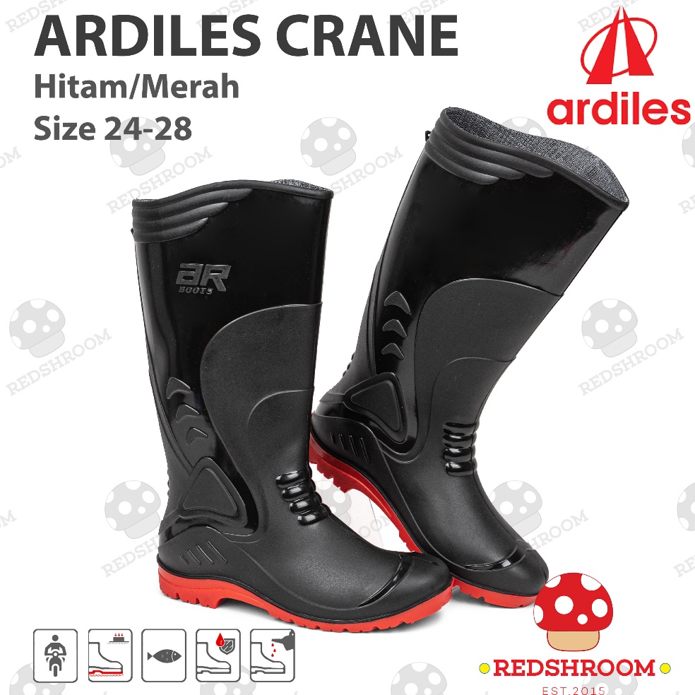 Jual Harga TERMURAAH Sepatu Boot Tinggi ARDILES CRANE Hitam Merah AR ...
