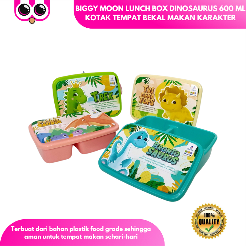 Jual BIGGY MOON LUNCH BOX DINOSAURUS 600 ML KOTAK TEMPAT BEKAL MAKAN ...