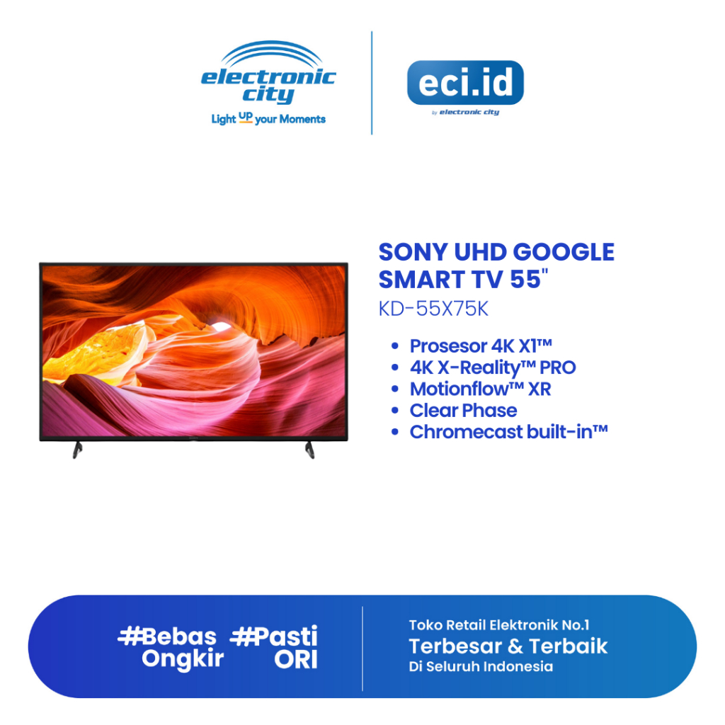 Jual Sony 55 Inch 4K UHD Smart TV - KD-55X75K | Shopee Indonesia