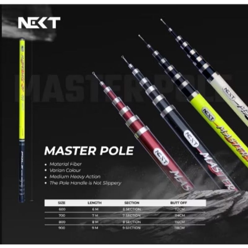 Jual Tegek Pancing Next Master Pole Fiber Solid 600 700 800 cm | Shopee ...