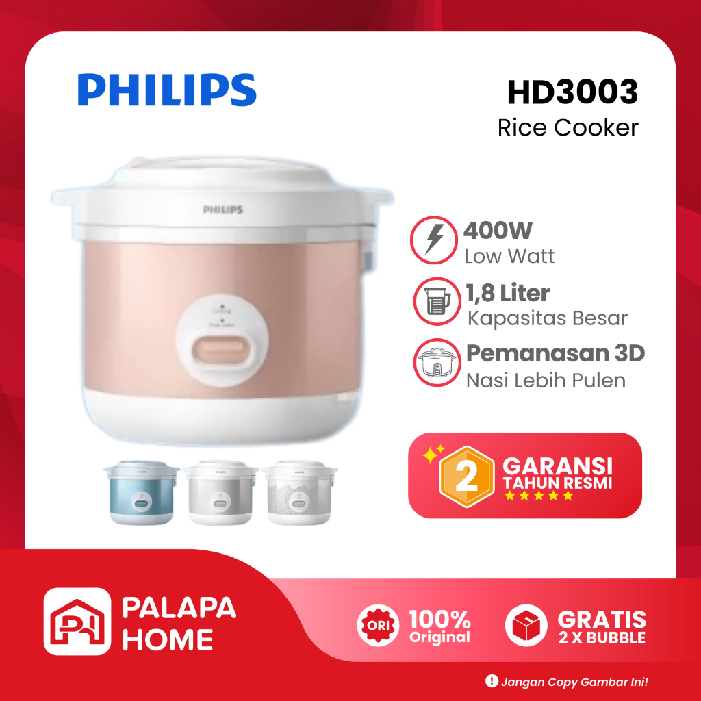 Jual Philips Rice Cooker 1,8L HD3003 | Magic Com Penanak Nasi Pulen 3D ...
