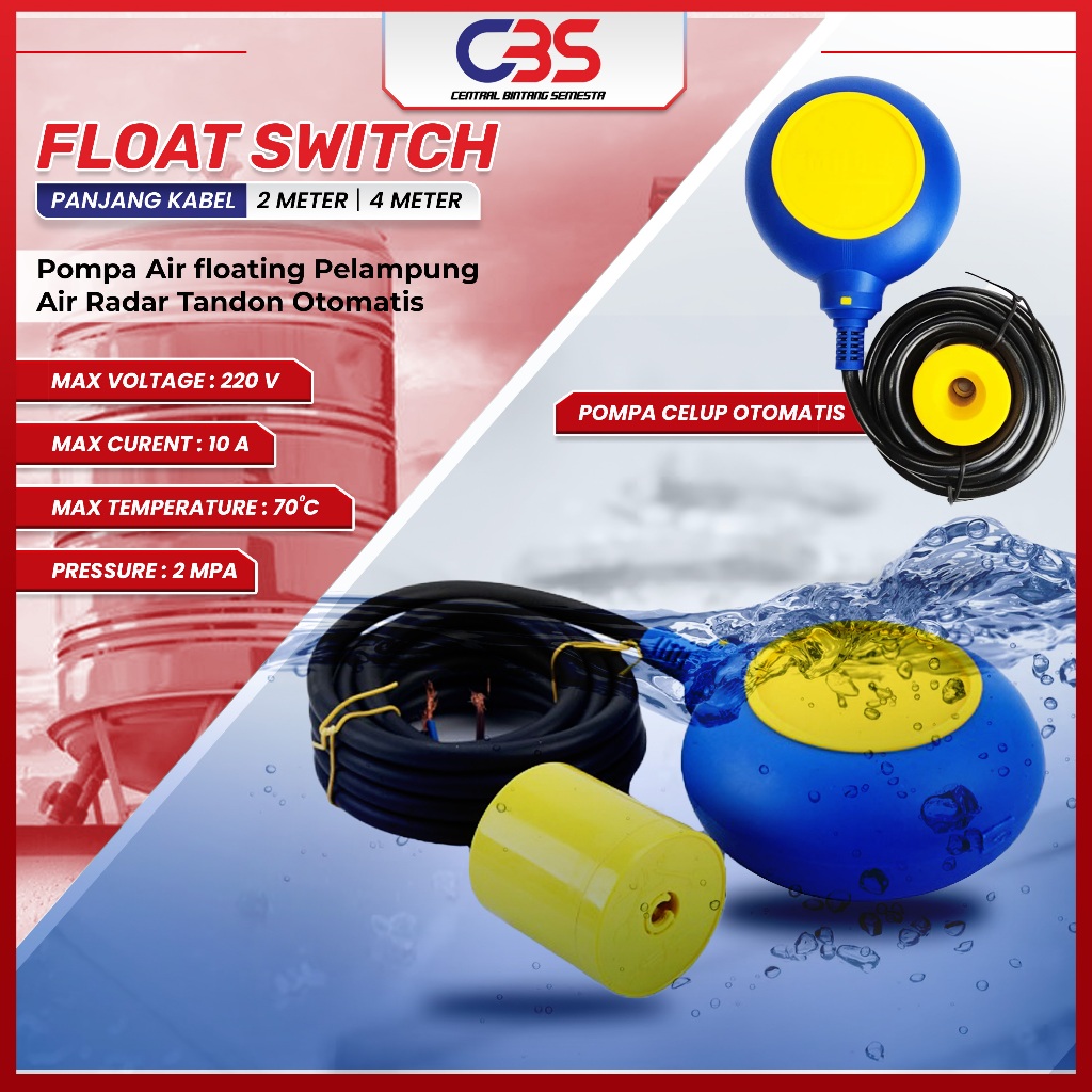 Jual Otomatis Pompa Celup Float Switch 2 & 4 meter cabel Spare Part ...