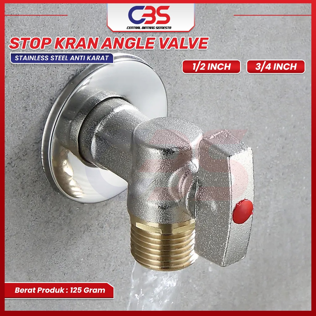 Jual Stop Kran Angle Valve Anti Karat SUS 304 1/2 dan 3/4 / Kran Buka ...